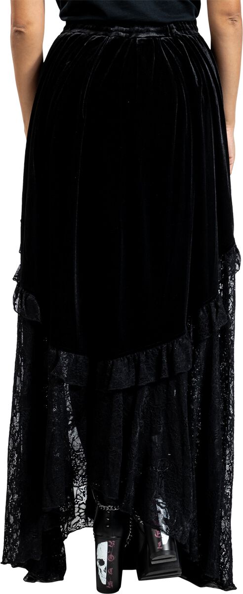 Goth staggered patchwork lace skirt | Punk Rave Langer Rock | EMP