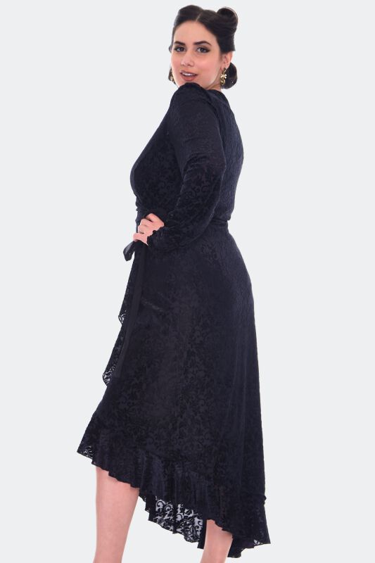 Devore Long Sleeve Wrap Dress | Voodoo Vixen Mittellanges Kleid | EMP