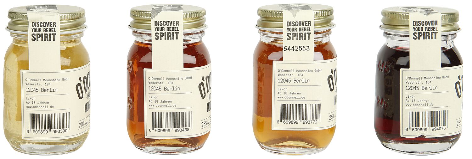 Set Mini Moonshine Jars (4x50ml) | O'Donnell Moonshine Likör | EMP