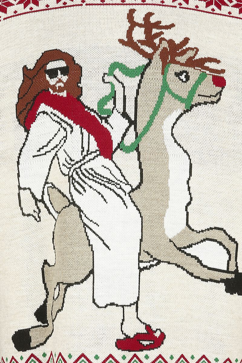 Jesus Riding Reindeer | Ugly Christmas Sweater Weihnachtspullover | EMP