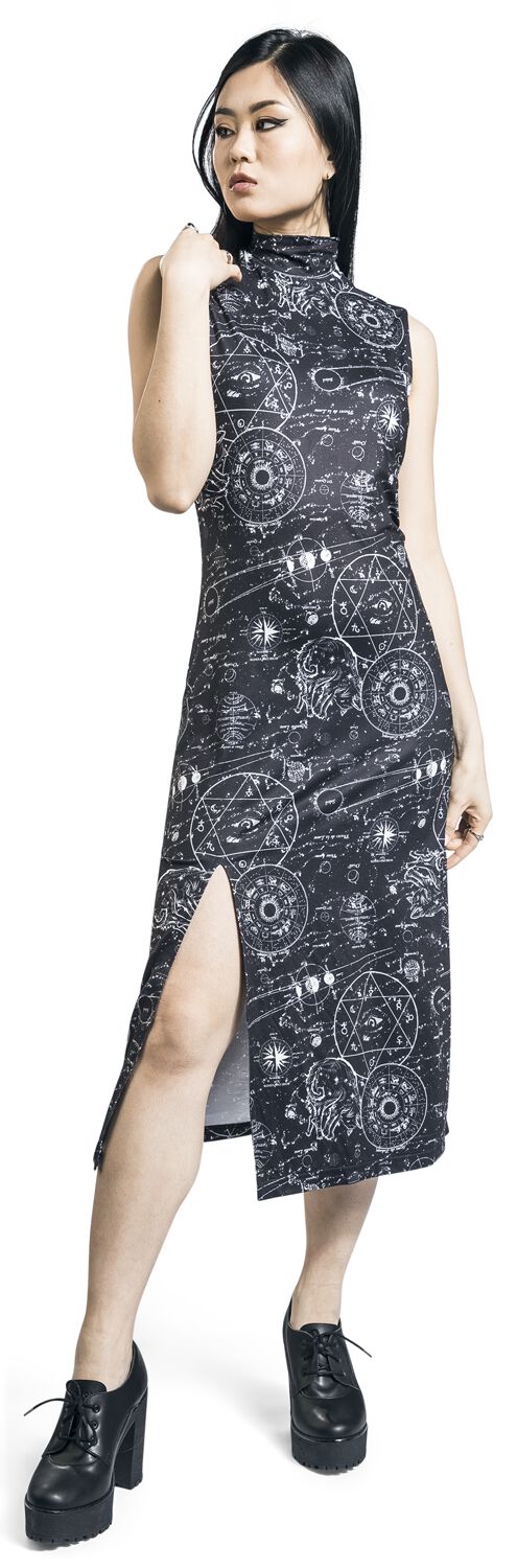 Alchemy Cat Print Midi Cut Out Dress | Jawbreaker Mittellanges Kleid | EMP