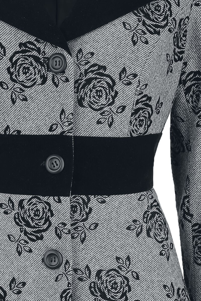 Flo Flocked Floral Wide Collar Flare Coat | Voodoo Vixen Mantel | EMP