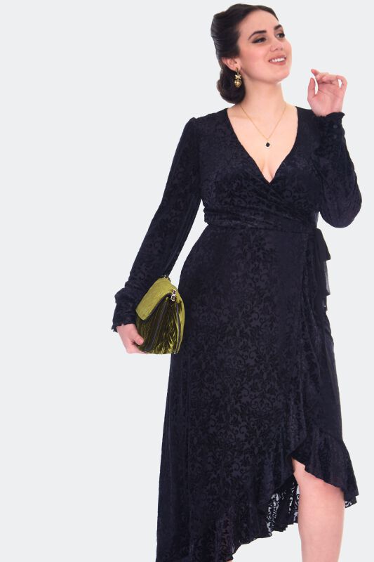 Devore Long Sleeve Wrap Dress | Voodoo Vixen Mittellanges Kleid | EMP