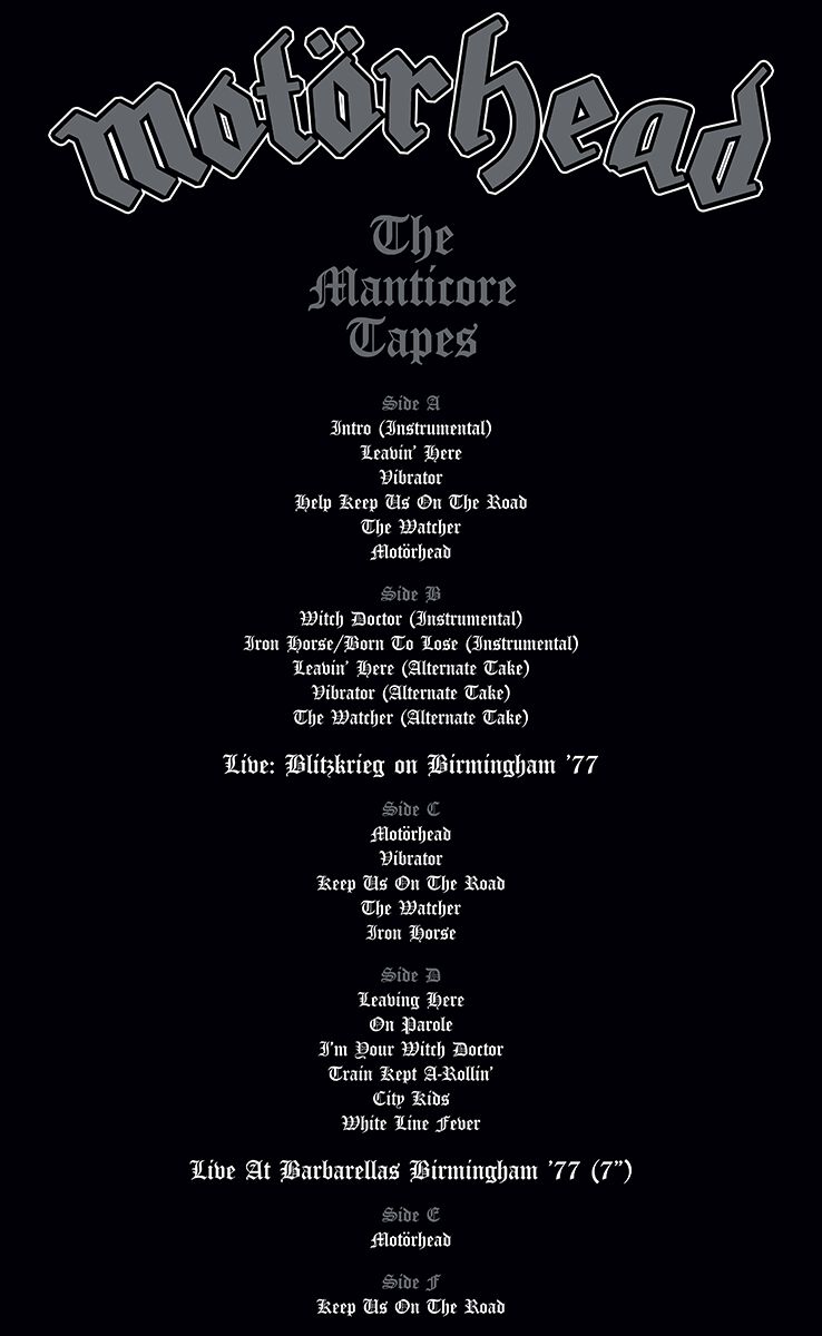 The Manticore Tapes Tracklist | Motörhead T-Shirt | EMP